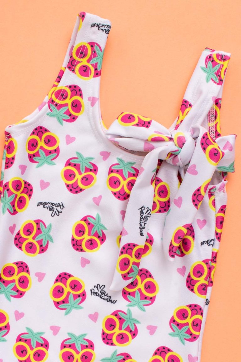 Maiô Infantil Moda Praia Proteção UV50+ Moranguinhos - Meu Pedacinho